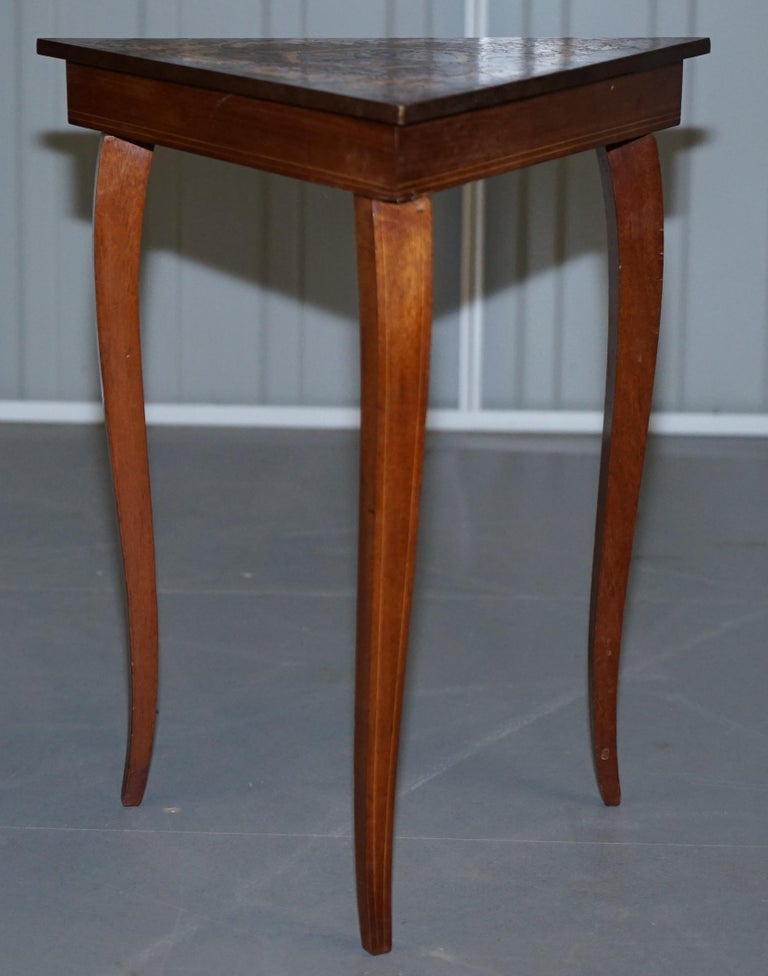 Stunning Vintage Reuge Triangle Musical Side Table Marquetry Inlaid ...