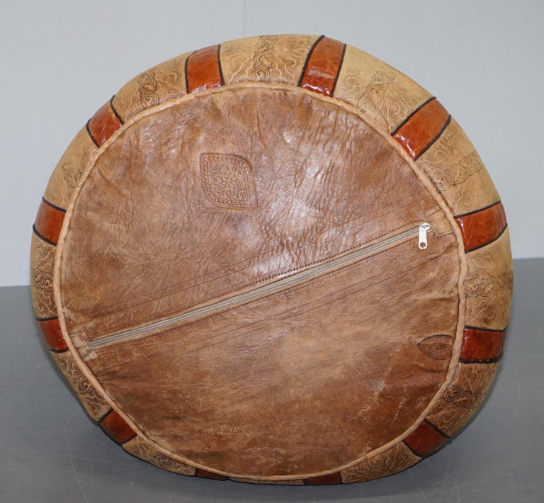 Stunning Vintage Turkish Moroccan Hand Dyed Brown Leather Footstool ...