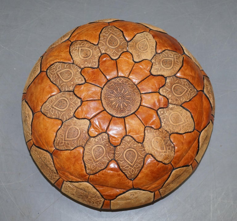 Stunning Vintage Turkish Moroccan Hand Dyed Brown Leather Footstool ...