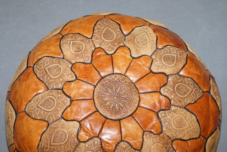 Stunning Vintage Turkish Moroccan Hand Dyed Brown Leather Footstool ...