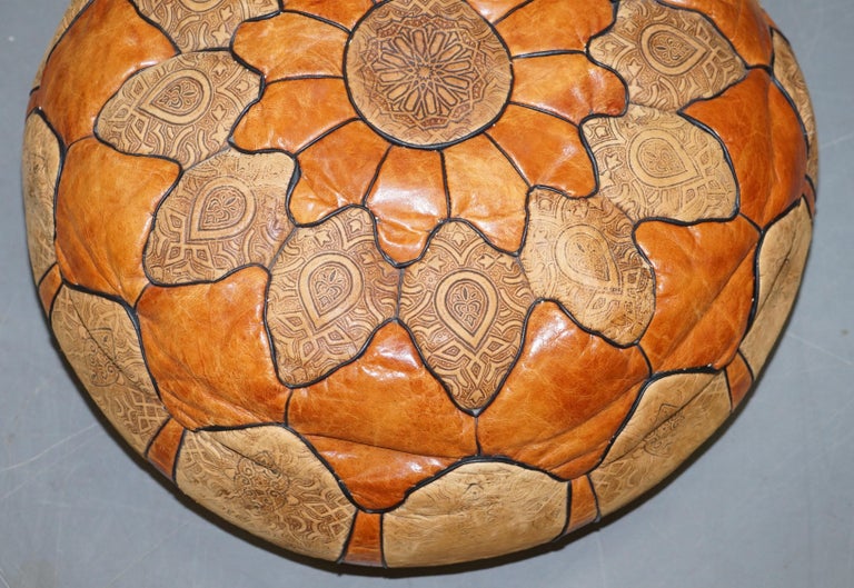 Stunning Vintage Turkish Moroccan Hand Dyed Brown Leather Footstool ...