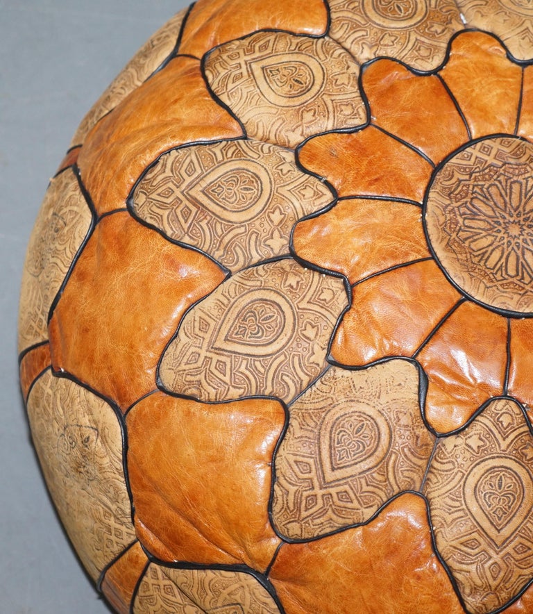 Stunning Vintage Turkish Moroccan Hand Dyed Brown Leather Footstool ...