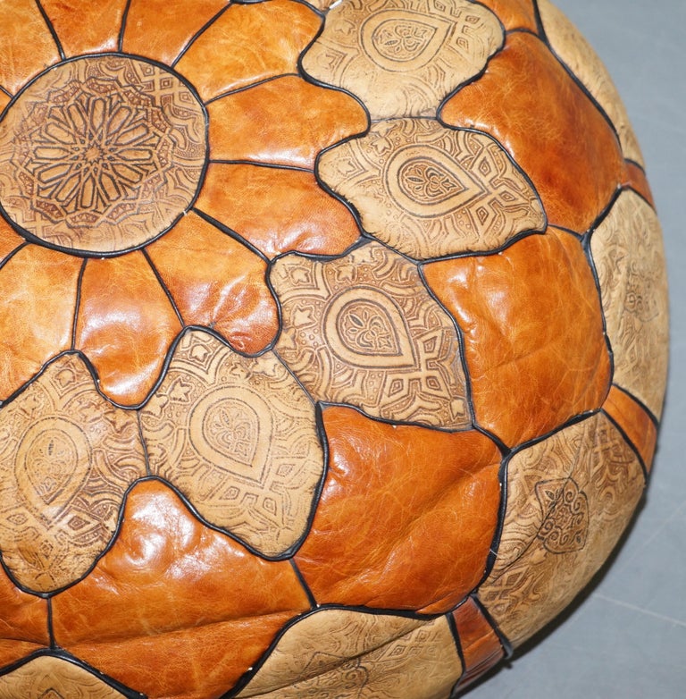 Stunning Vintage Turkish Moroccan Hand Dyed Brown Leather Footstool ...