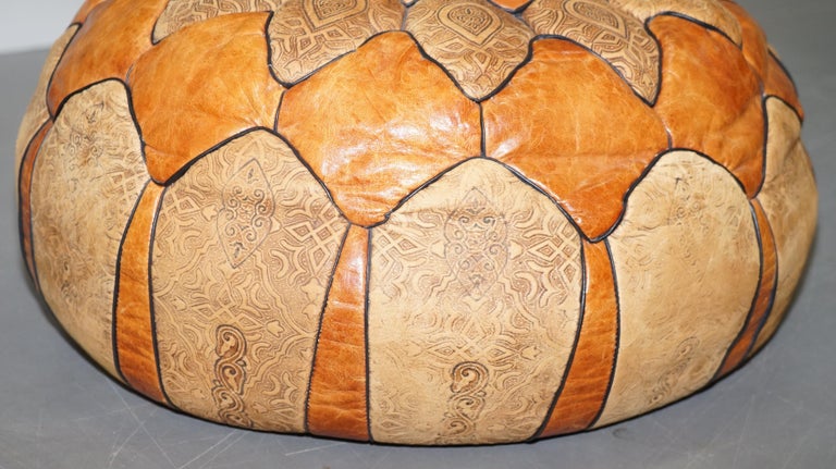 Stunning Vintage Turkish Moroccan Hand Dyed Brown Leather Footstool ...