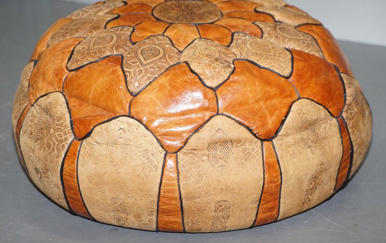 Stunning Vintage Turkish Moroccan Hand Dyed Brown Leather Footstool ...