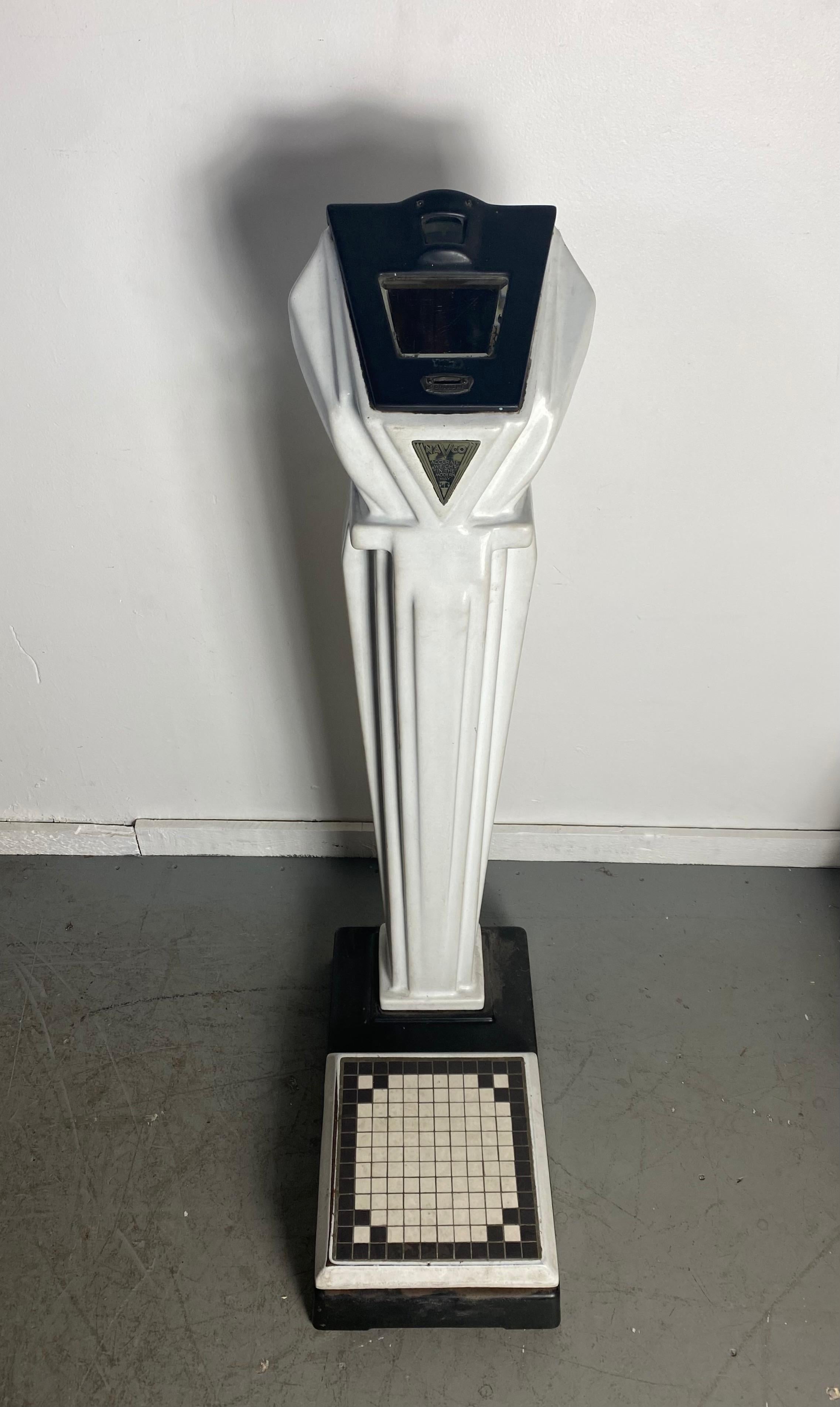 Stunning White and Black Art Deco Porcelain Penny Scale by Navco at ...