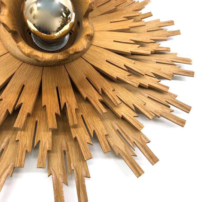 Stunning Wooden Starburst Sunburst Flush Mount Ceiling Light Fixture ...