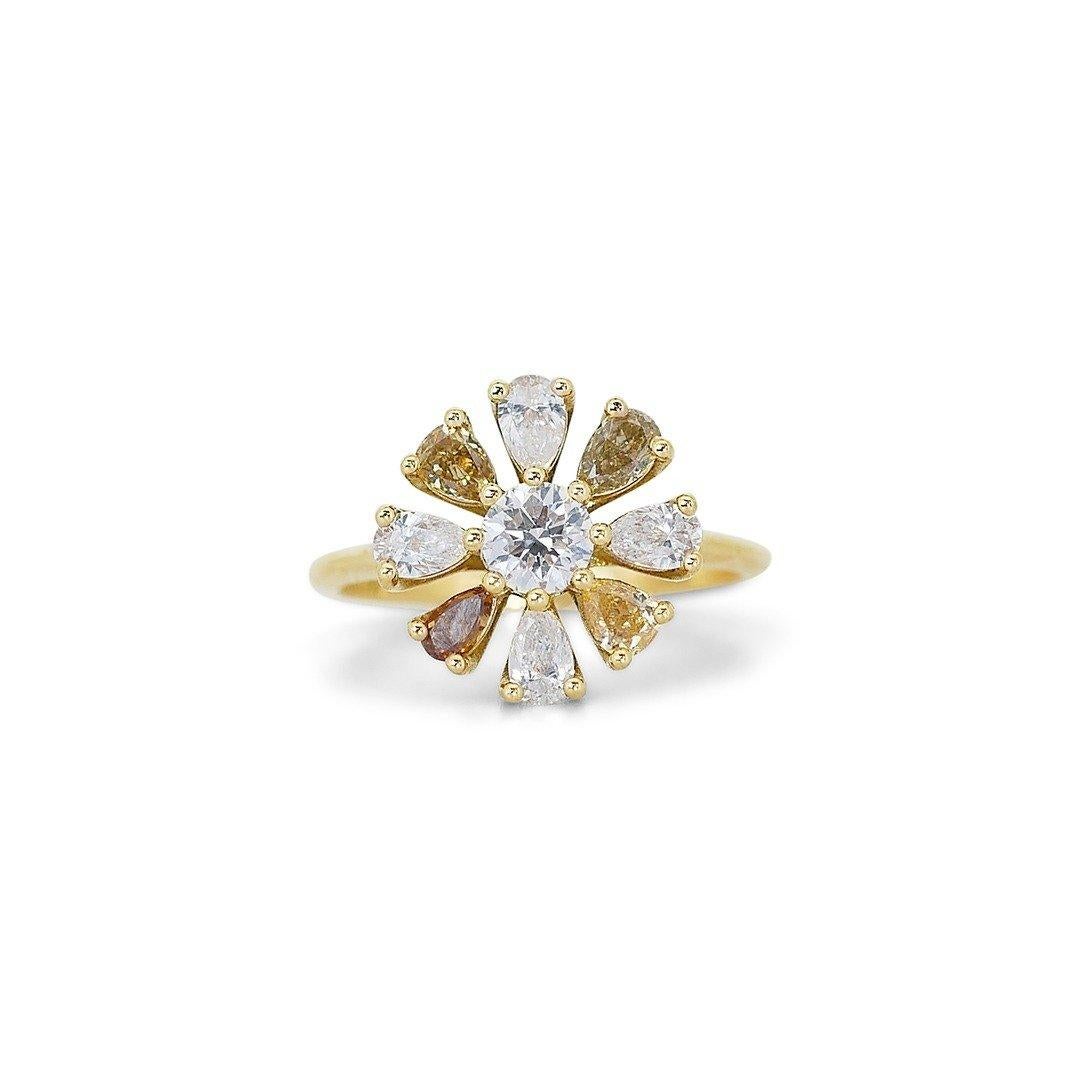 Stunning Yellow Gold Ring with 1.38 ct Total Natural Diamonds - GIA ...