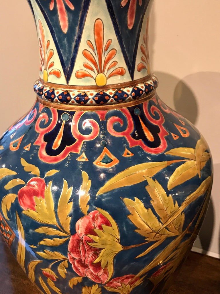 Stunning Zsolnay Porcelain Floral Vase, Now as a Lamp For Sale at 1stDibs