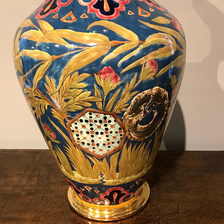 Stunning Zsolnay Porcelain Floral Vase, Now as a Lamp For Sale at 1stDibs
