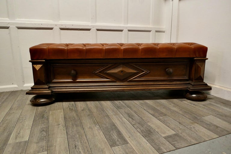 Sturdy Chesterfield Hall Seat with Shoe Tidy Drawer For Sale at 1stDibs