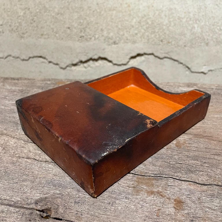 Style Hermes Leather Wrapped Memo Note Pad Holder Desk Accessory 1950s ...