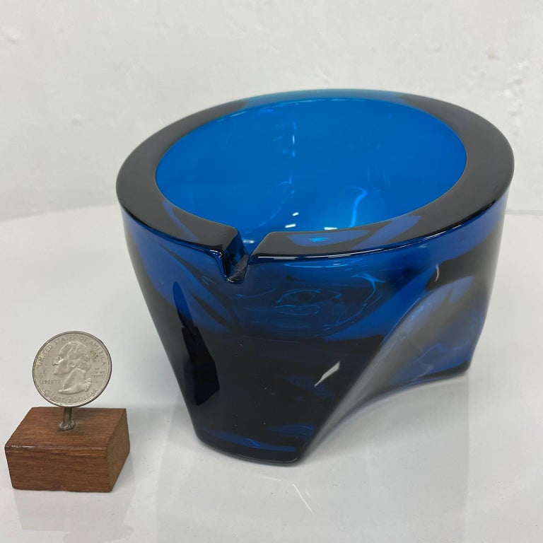 Style Murano Modern Cobalt Blue Ashtray Tripod Angled Design 1960s For ...