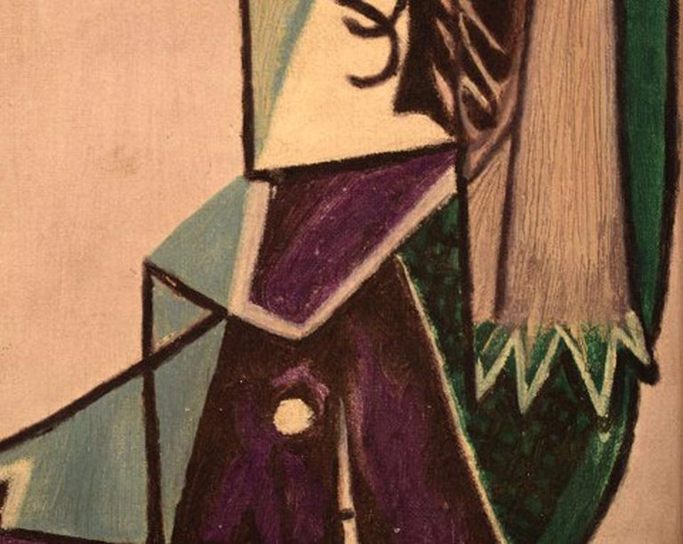 Style of Picasso, Oil on Cardboard, Side Facing Woman in Half Profile ...