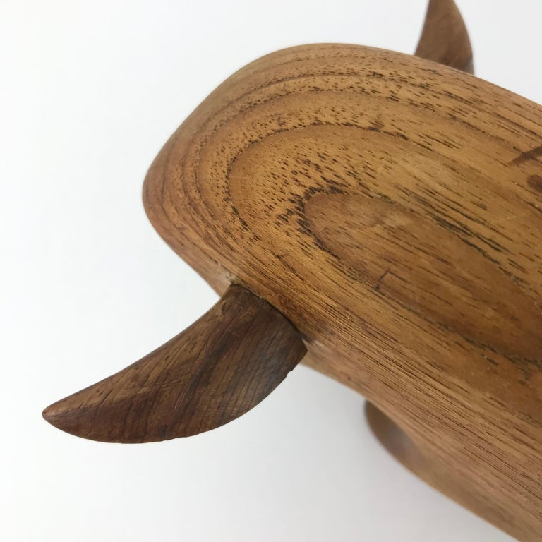 Stylised Mid-Century Teak Bull Sculpture For Sale at 1stDibs