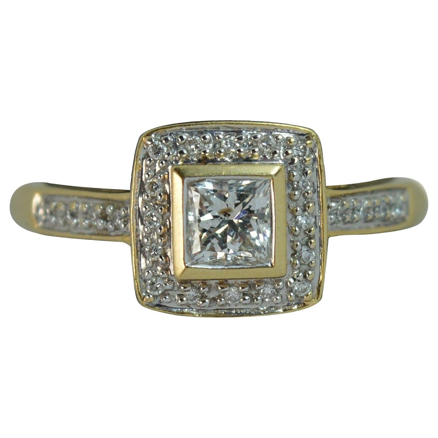 Stylish 0.60 Carat Diamond 18 Carat Gold Art Deco Design Cluster ...