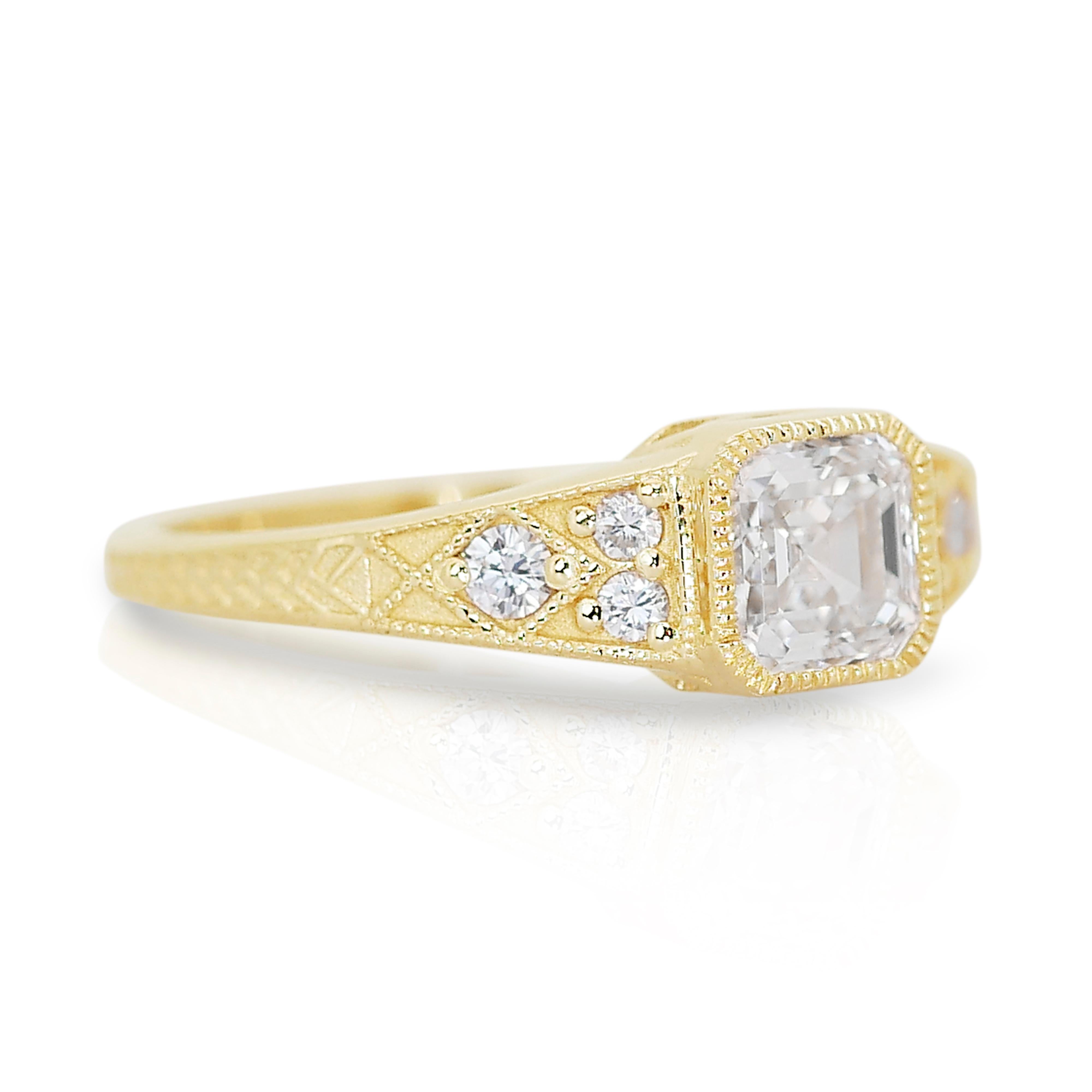 Stylish 1.21ct Diamonds Vintage Style Pave Ring in 18k Yellow Gold ...