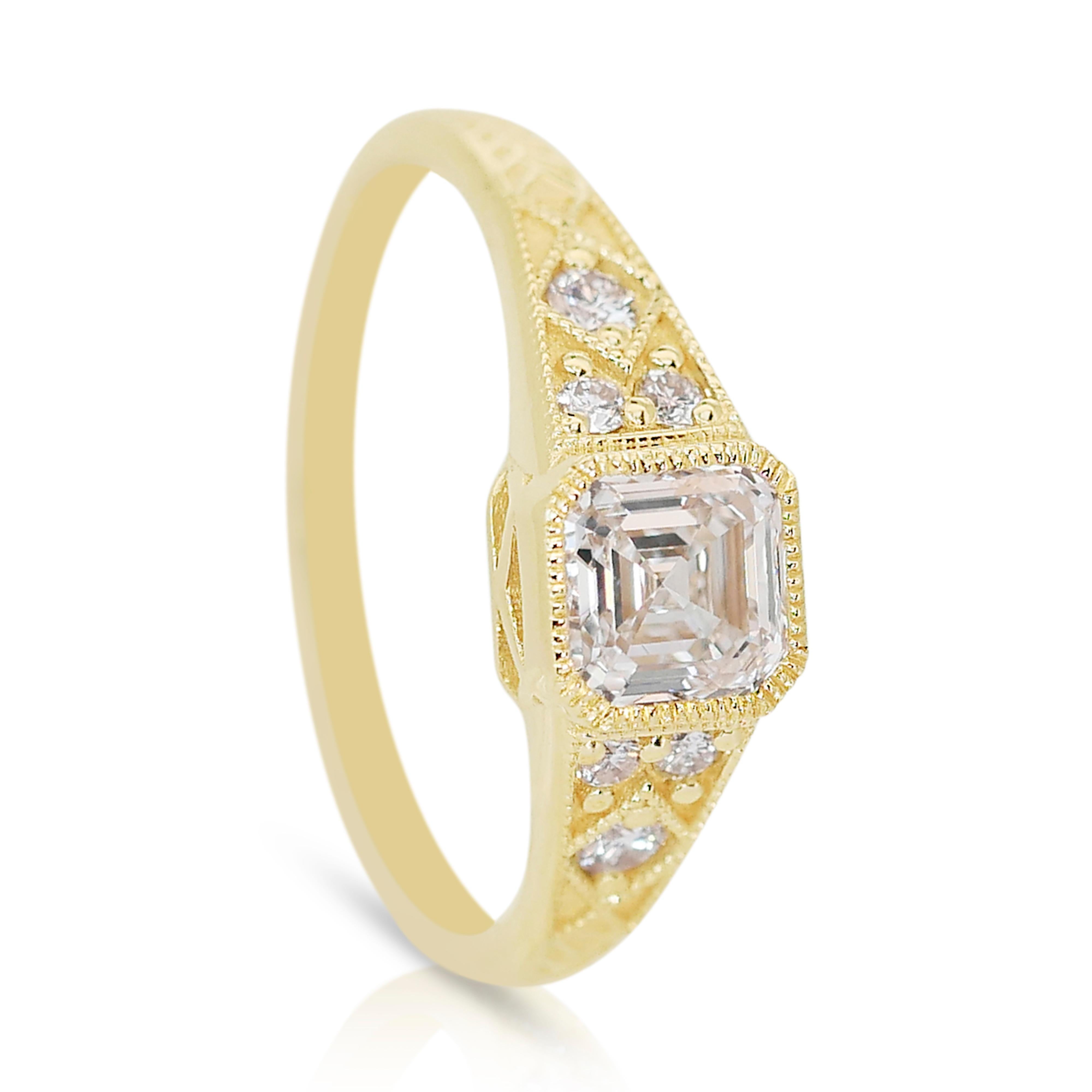 Stylish 1.21ct Diamonds Vintage Style Pave Ring in 18k Yellow Gold ...