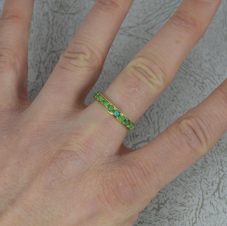 Stylish 14 Carat Gold and Jade Half Eternity Stack Ring at 1stDibs