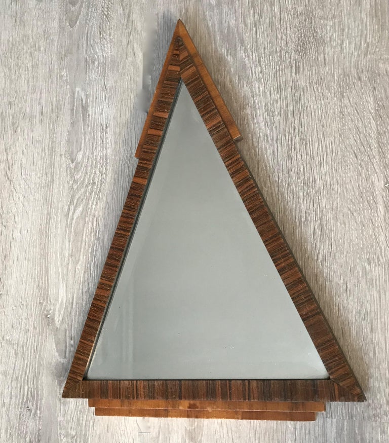 Stylish 1920s Triangle Shape and Handcrafted Oak and Macassar Art Deco ...