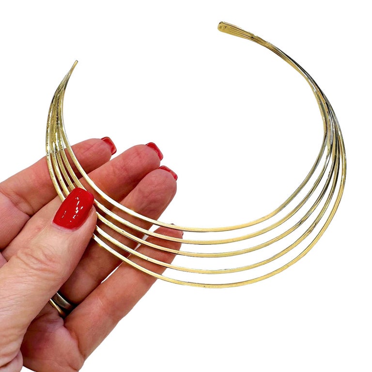 Stylish and Lightweight Vintage 14k Yellow Gold Five Row Choker ...