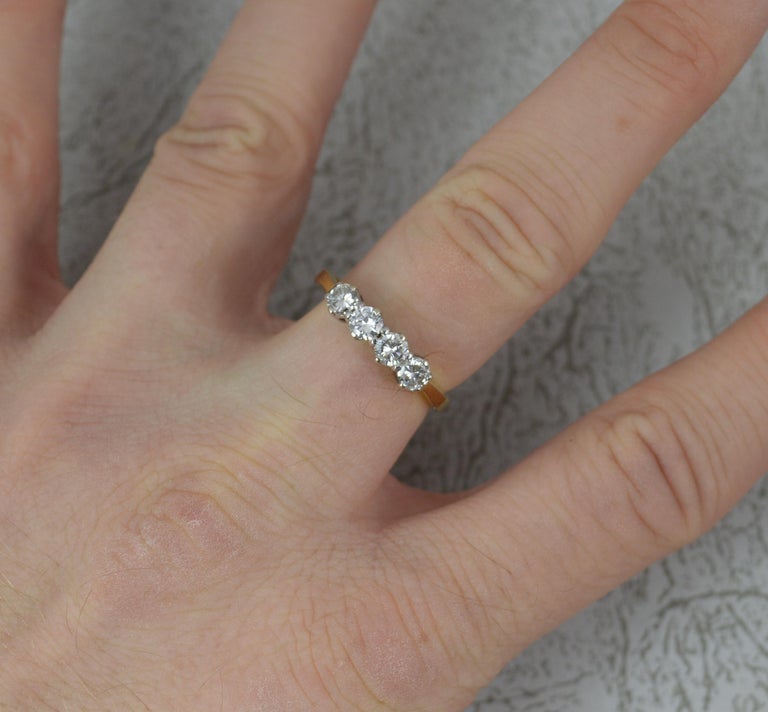 Stylish Antique 0.68ct Diamond Four Stone 18ct Gold Stack Ring at 1stDibs