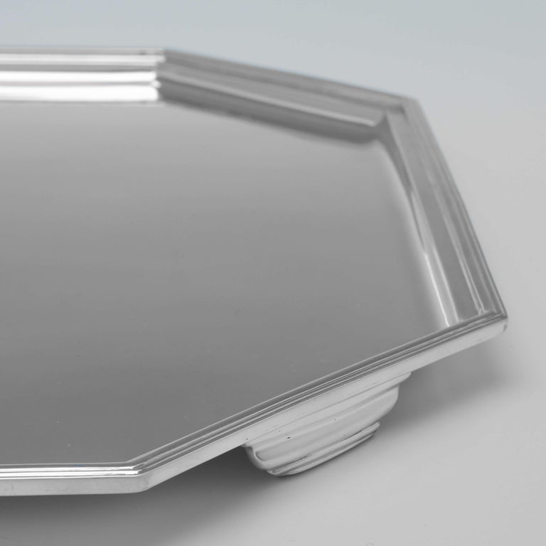 Stylish Art Deco Octagonal Sterling Silver Salver Goldsmiths and ...