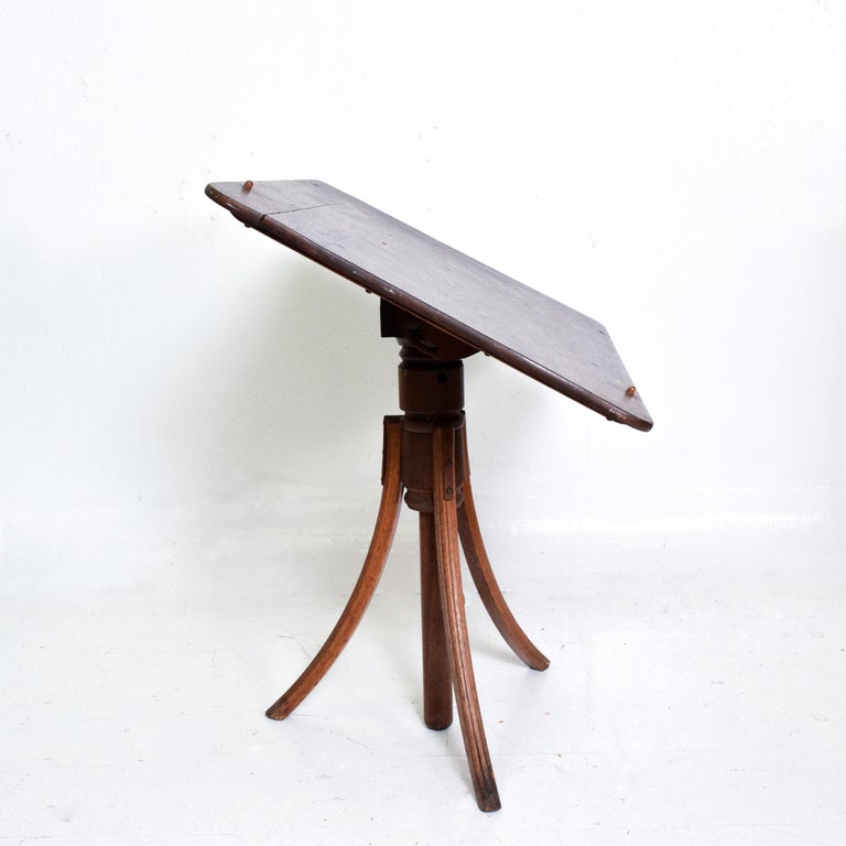Stylish Artist Antique Oak Drawing Desk Drafting Table on Tripod ...