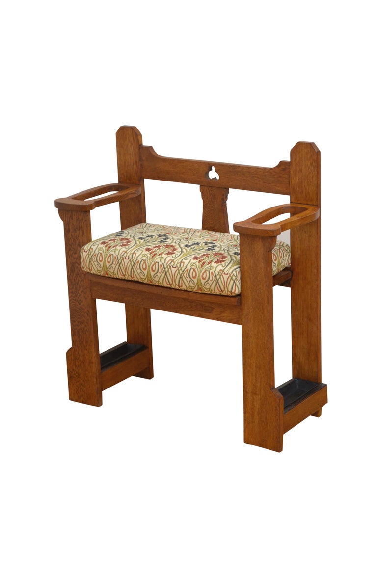 Stylish Arts and Crafts Oak Bench of Narrow Proportions at 1stDibs