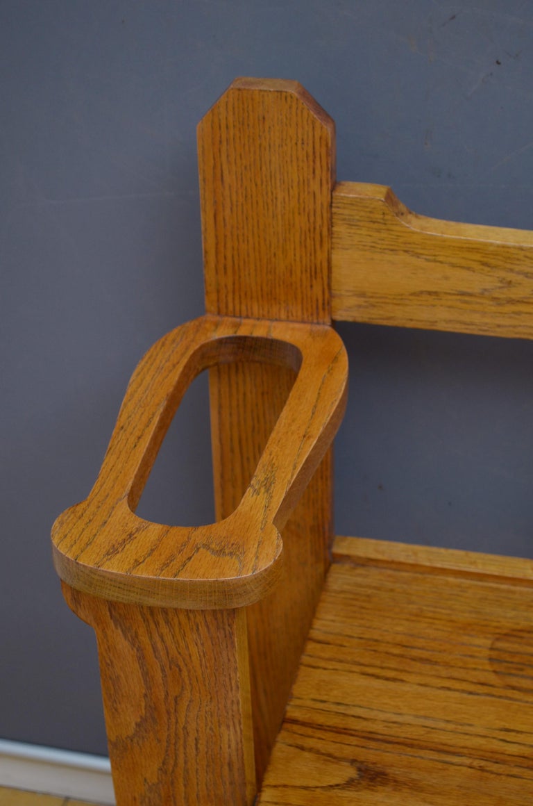 Stylish Arts and Crafts Oak Bench of Narrow Proportions For Sale at 1stDibs