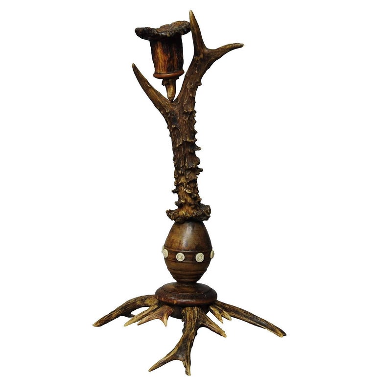 Stylish Cabin Decor Antler Candlestick at 1stDibs