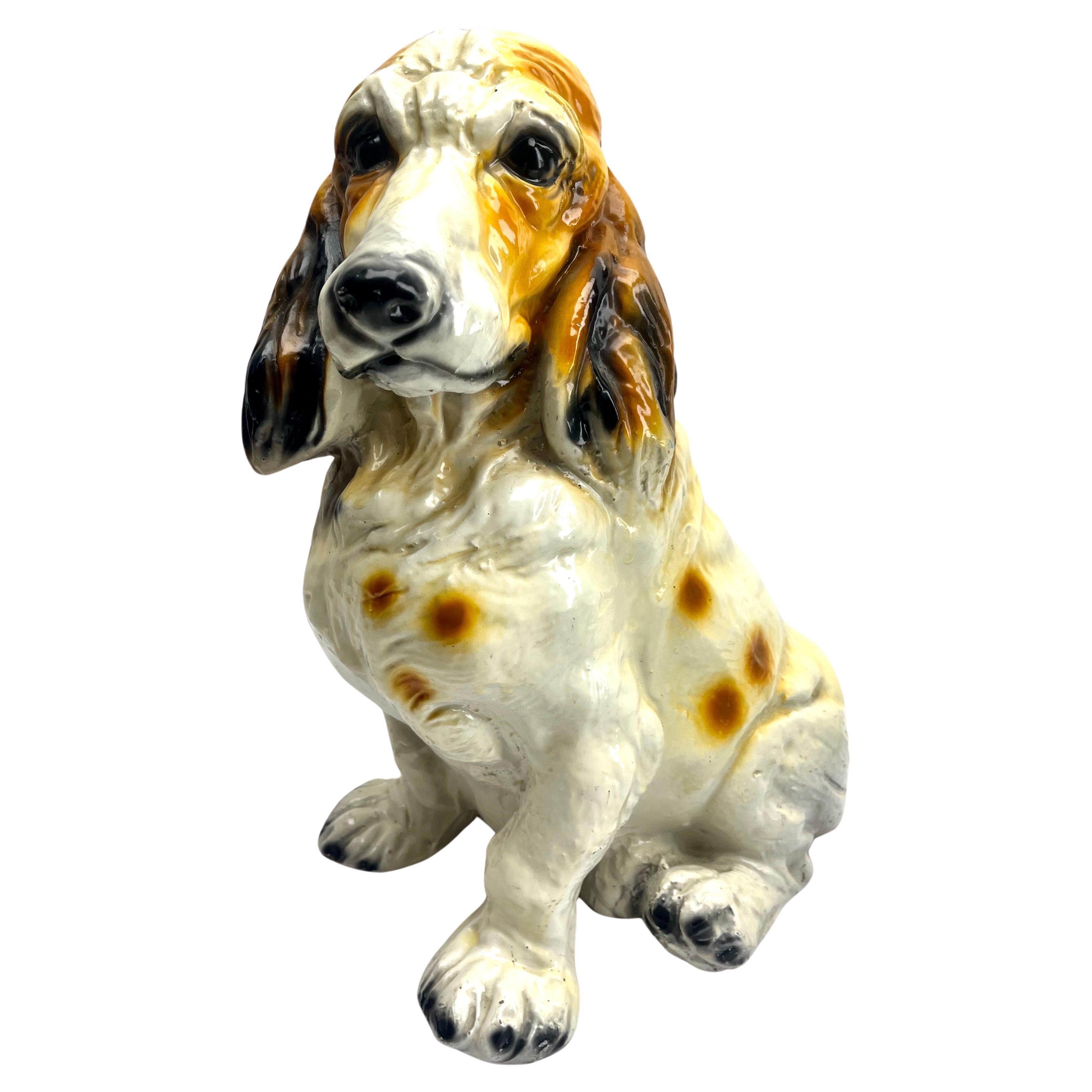 Stylish Ceramic Glazed Handpainted Dog Sculpture, Italy, Late 1950s For ...