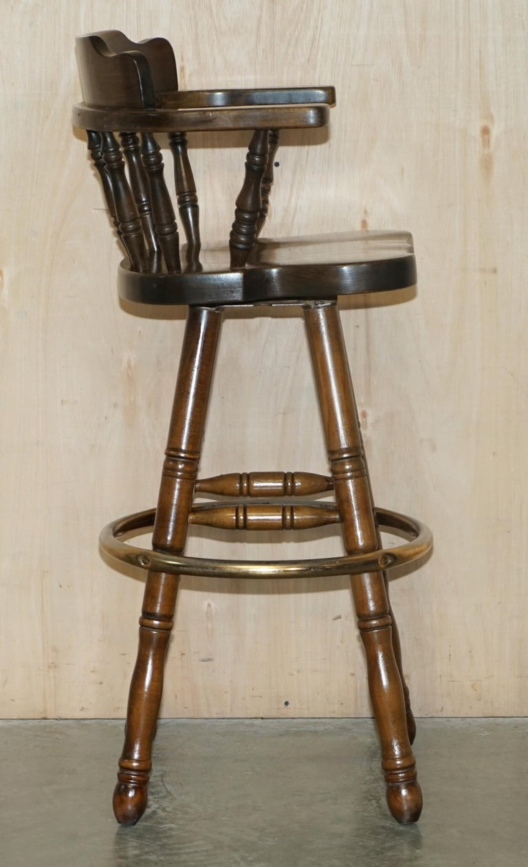 Stylish Comfortable Antique Pair of Captains Swivel Bar Kitchen Stool ...