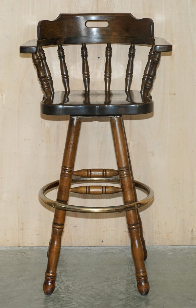 Stylish Comfortable Antique Pair of Captains Swivel Bar Kitchen Stool ...