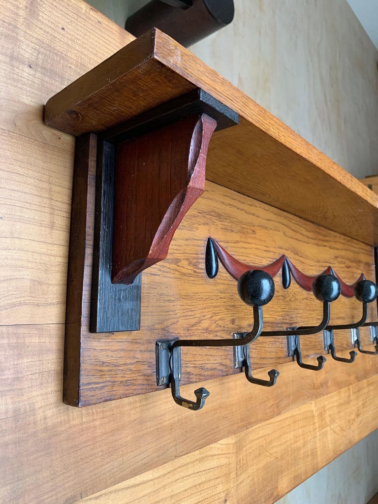 Stylish Design Arts and Crafts Hand Carved and Painted Wall Coat Rack ...