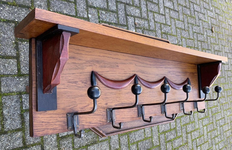 Stylish Design Arts and Crafts Hand Carved and Painted Wall Coat Rack ...