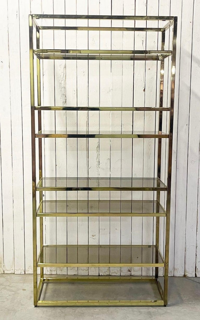 Stylish French Mid-Century Hollywood Regency Brass Etagere For Sale at ...