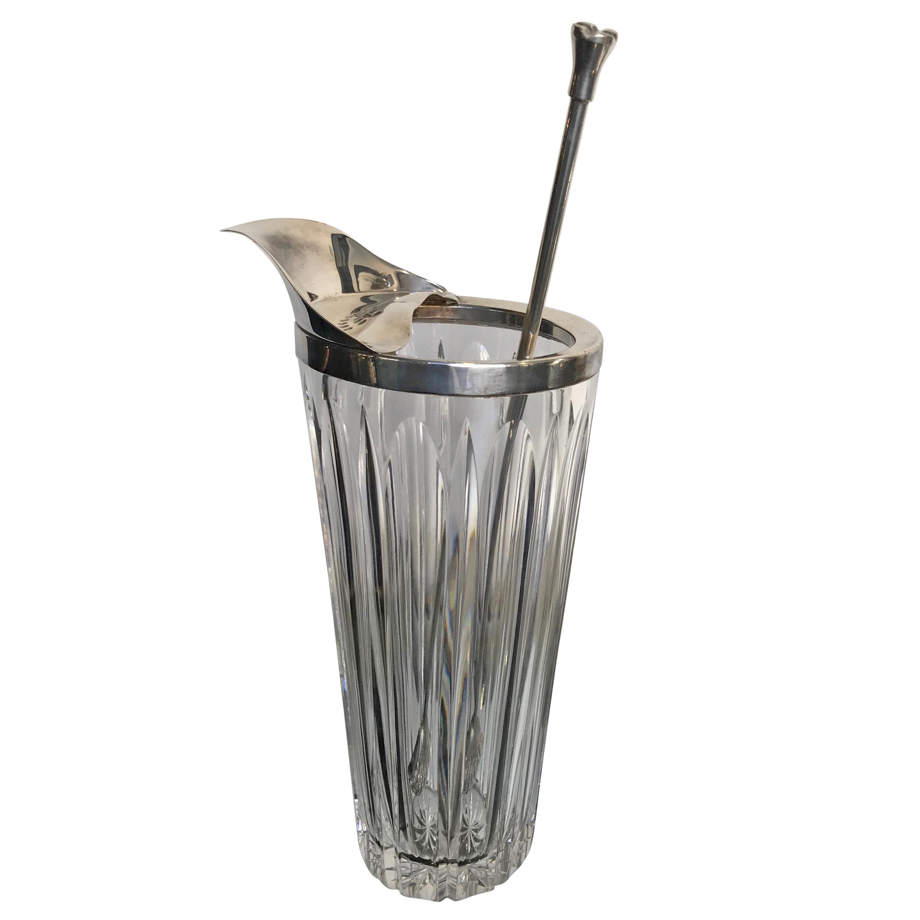 Stylish French Silver Plated and Crystal Cocktail Mixing Jug and ...