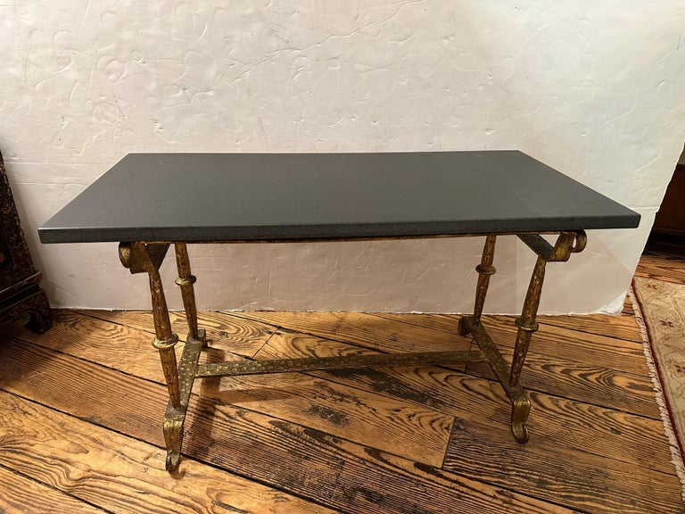 Stylish Giltiron Small Cocktail Table with Black Marble Top For Sale at ...