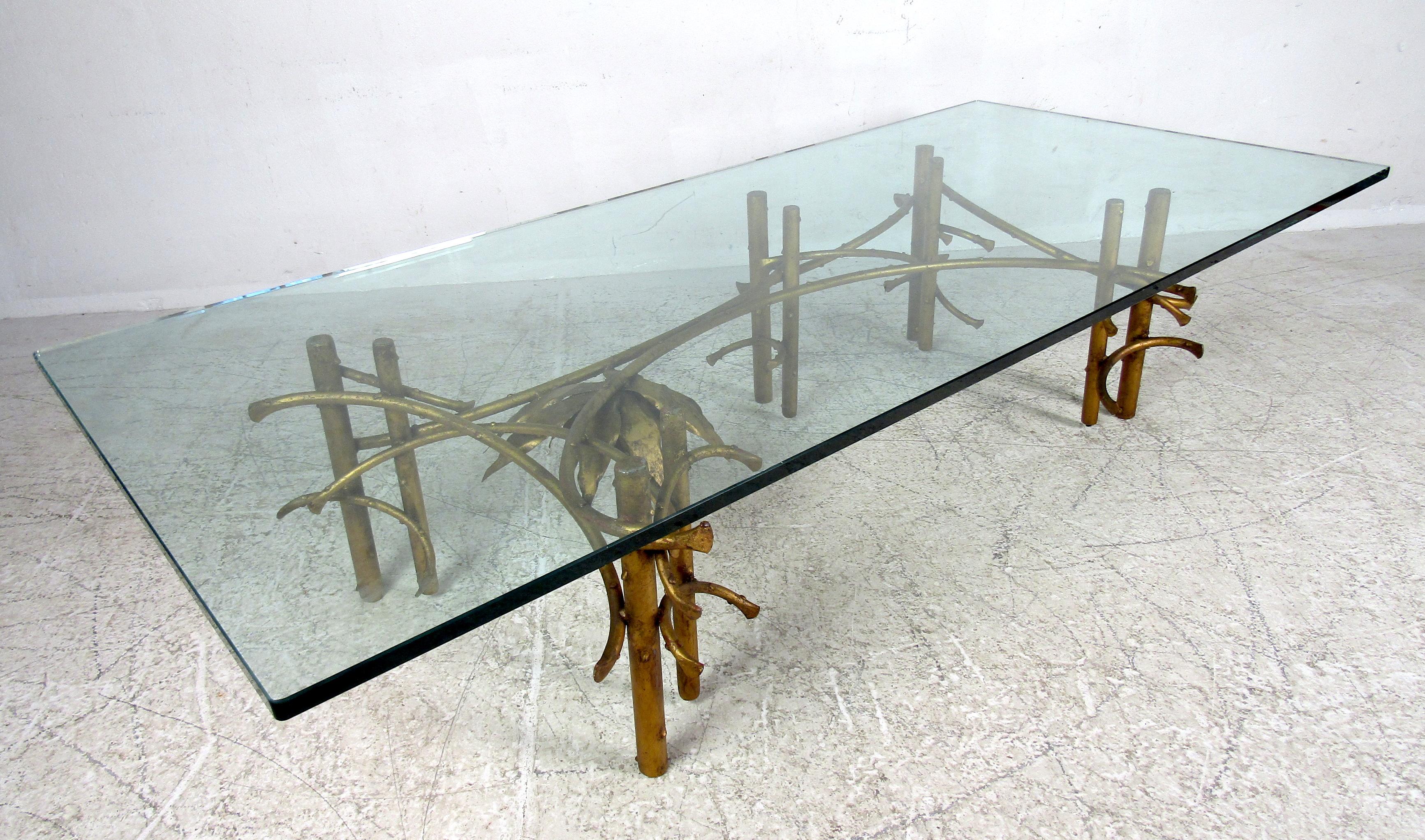 Stylish Glass-Top Coffee Table at 1stDibs