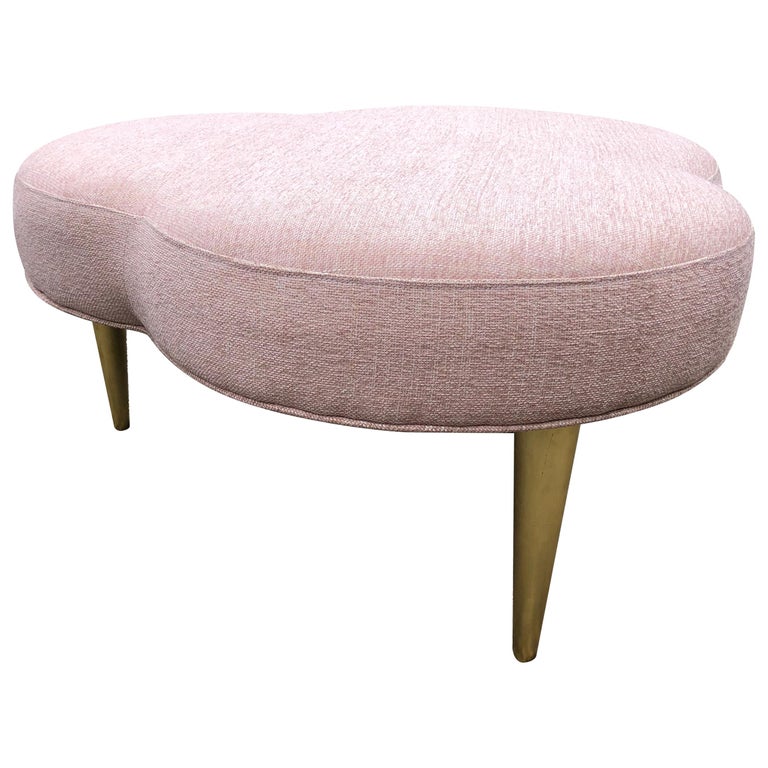 Stylish Hollywood Regency Trefoil Shaped Newly Upholstered Ottoman Pouf ...
