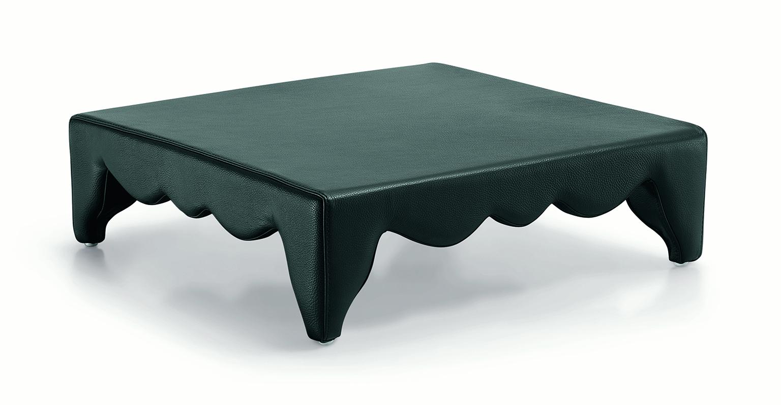 Stylish Low Square Coffee Table Leather Upholstered Customizable at 1stDibs