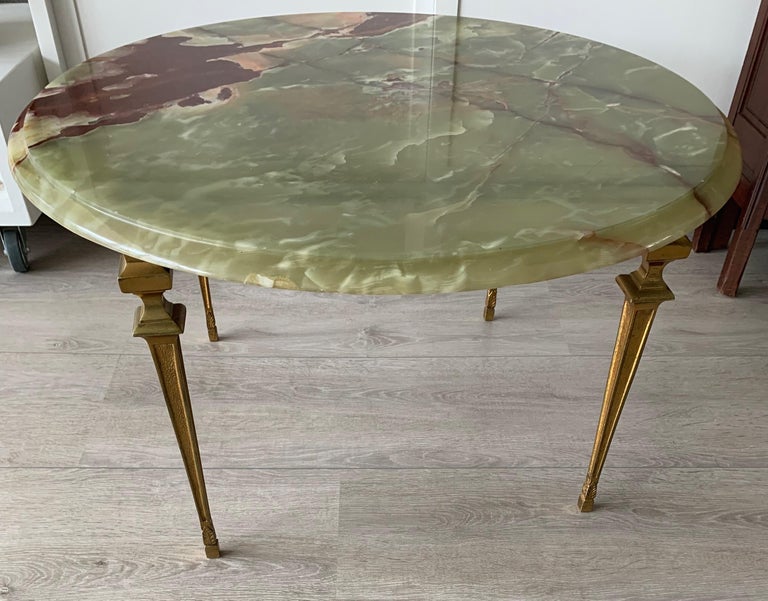 Stylish and Majestic Looking 1950s, Bronze and Green Round Top Onyx ...