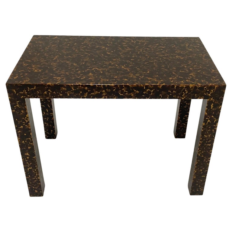 Stylish Mid Century Modern Faux Tortoise Parsons Shaped Side Table For ...