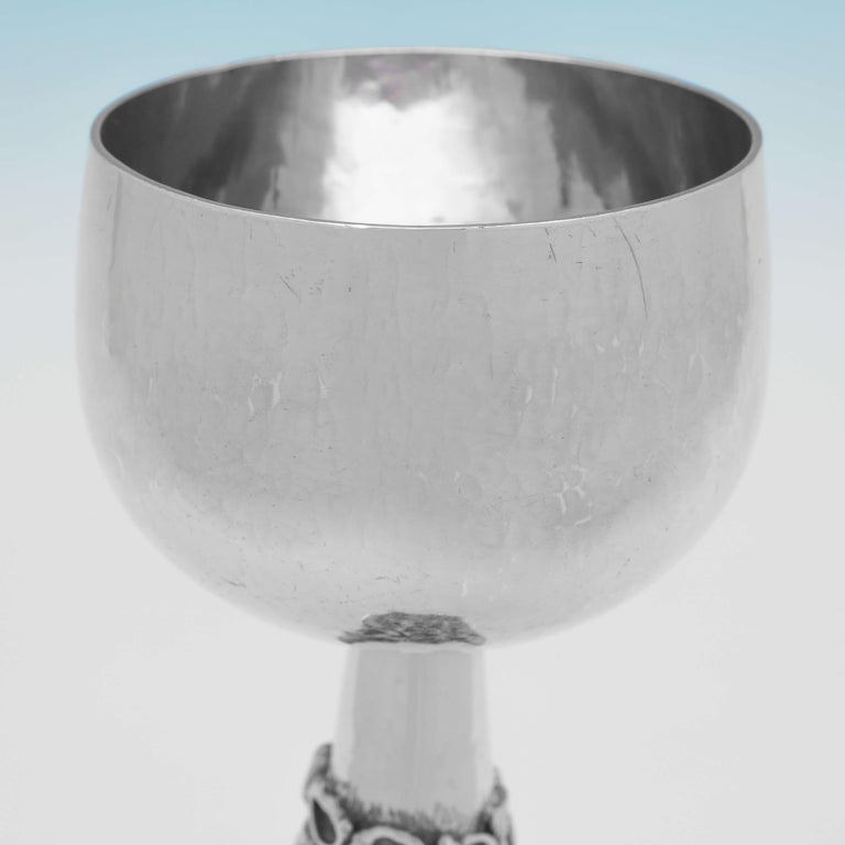 Stylish Mid-Century Sterling Silver Set of 8 Wine Goblets, Graham ...