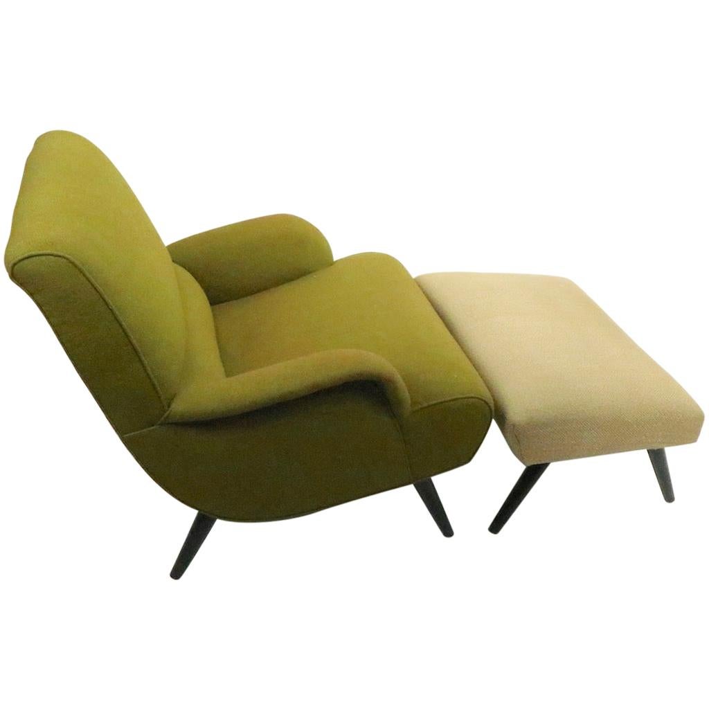 Stylish Mid Century Lounge Chair and Ottoman at 1stDibs