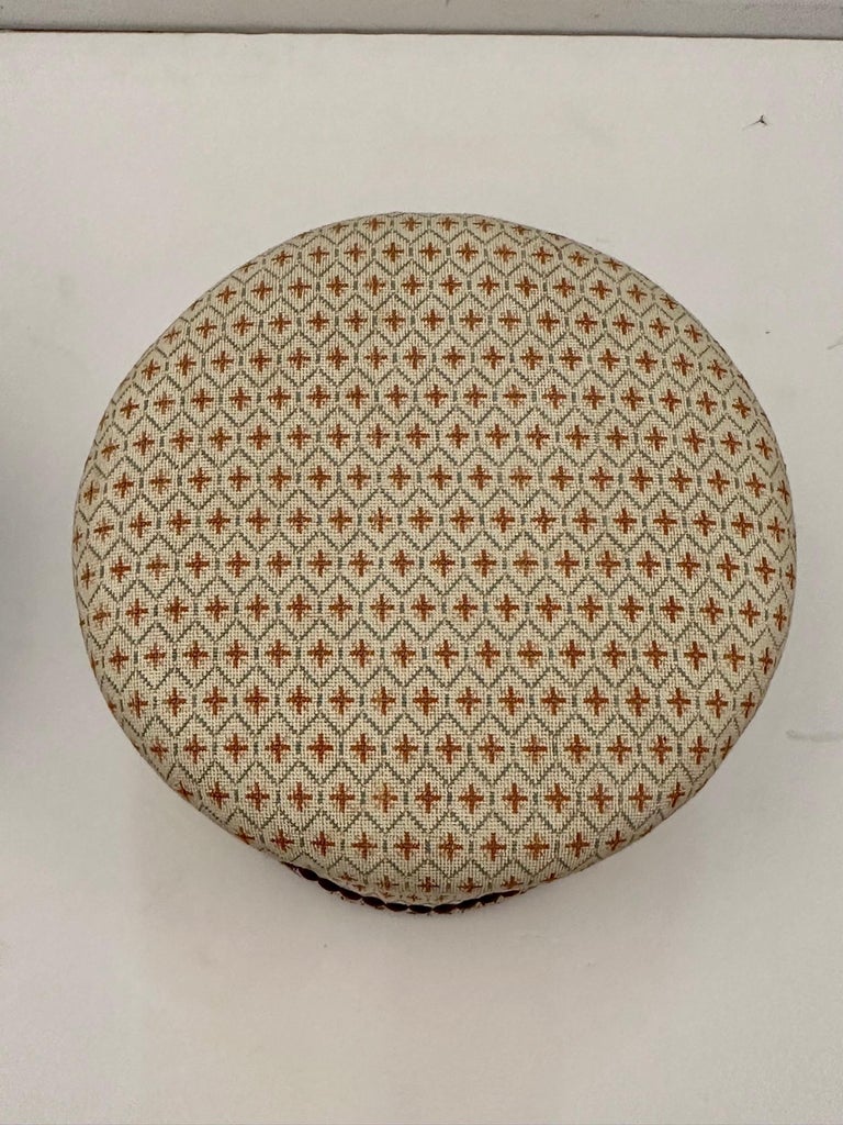 Stylish Pair of Hourglass Shaped Upholstered Ottomans For Sale at 1stDibs