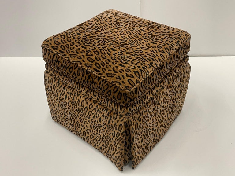 Stylish Pair of Leopard Print Velvet Upholstered Ottomans at 1stDibs ...