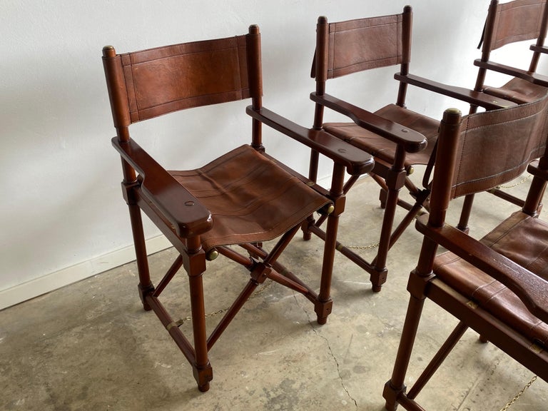 Stylish Set of 5 Dressed Saddle Leather Foldable Director or Campaign ...