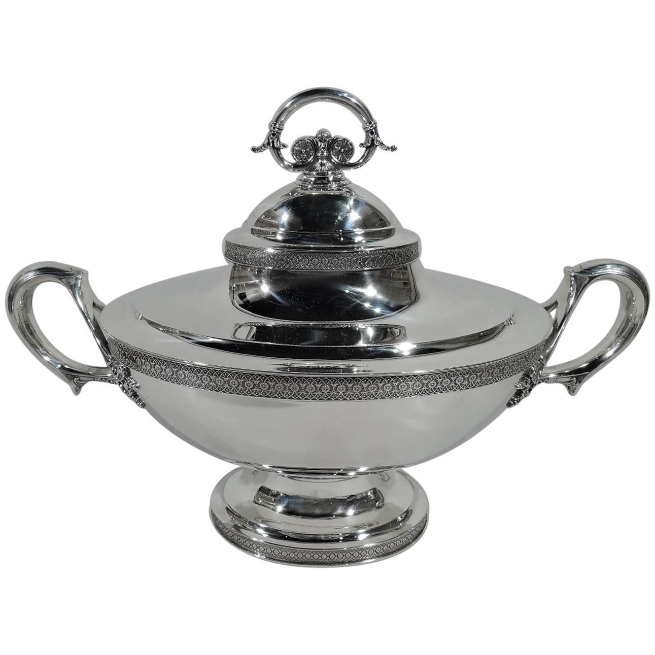 Stylish Sterling Silver Covered Soup Tureen by Tiffany For Sale at 1stDibs